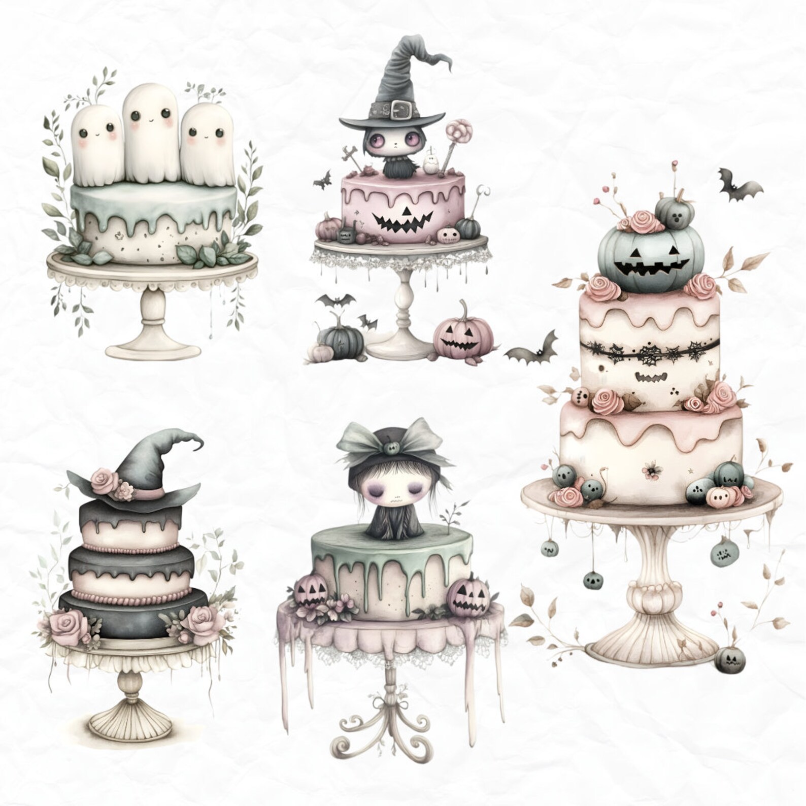 Halloween Cake Clipart, Halloween Dessert Clipart, Spooky Clipart, Cute ...