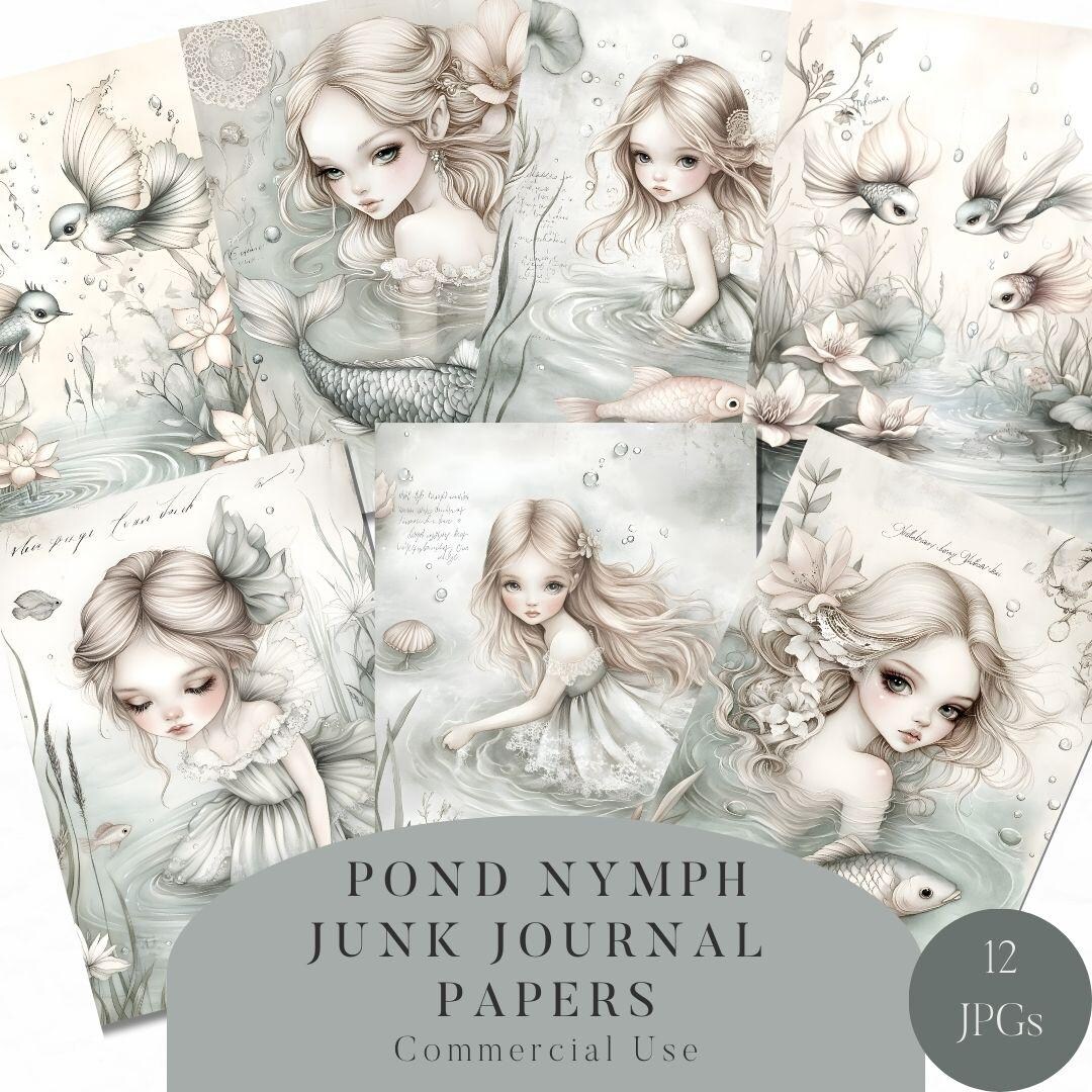 Water Nymph Journal, Fantasy Water Art, Fairy Pond Papers, Whimsical ...