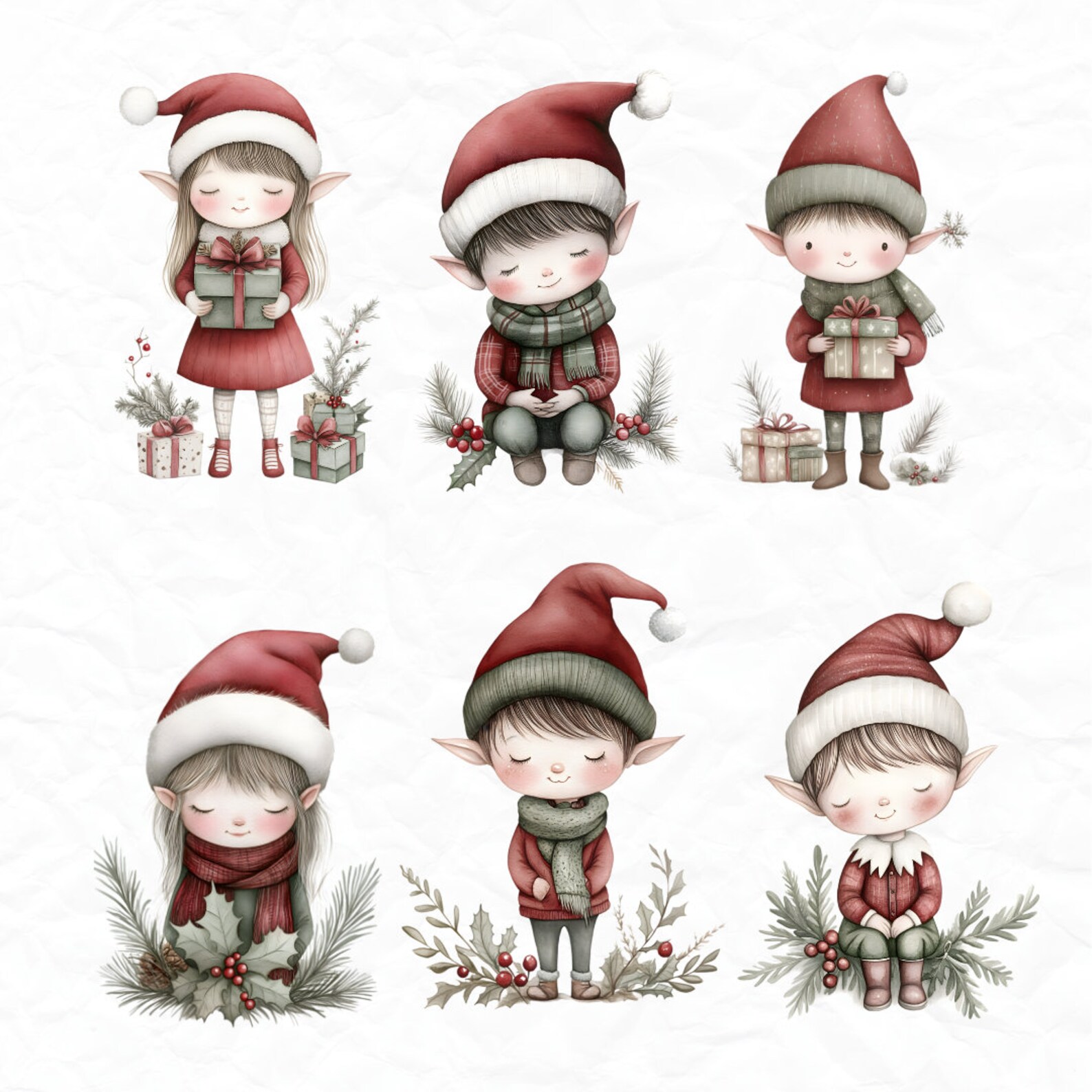 Cute Christmas Elves Clipart Png, Xmas Elf Clip Art, Vintage Festive ...