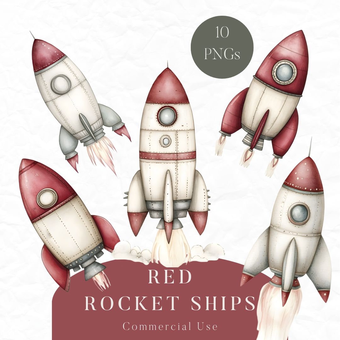 10 Red Rocket Ship Clipart Pngs, Space Clipart, Rocket Clipart ...