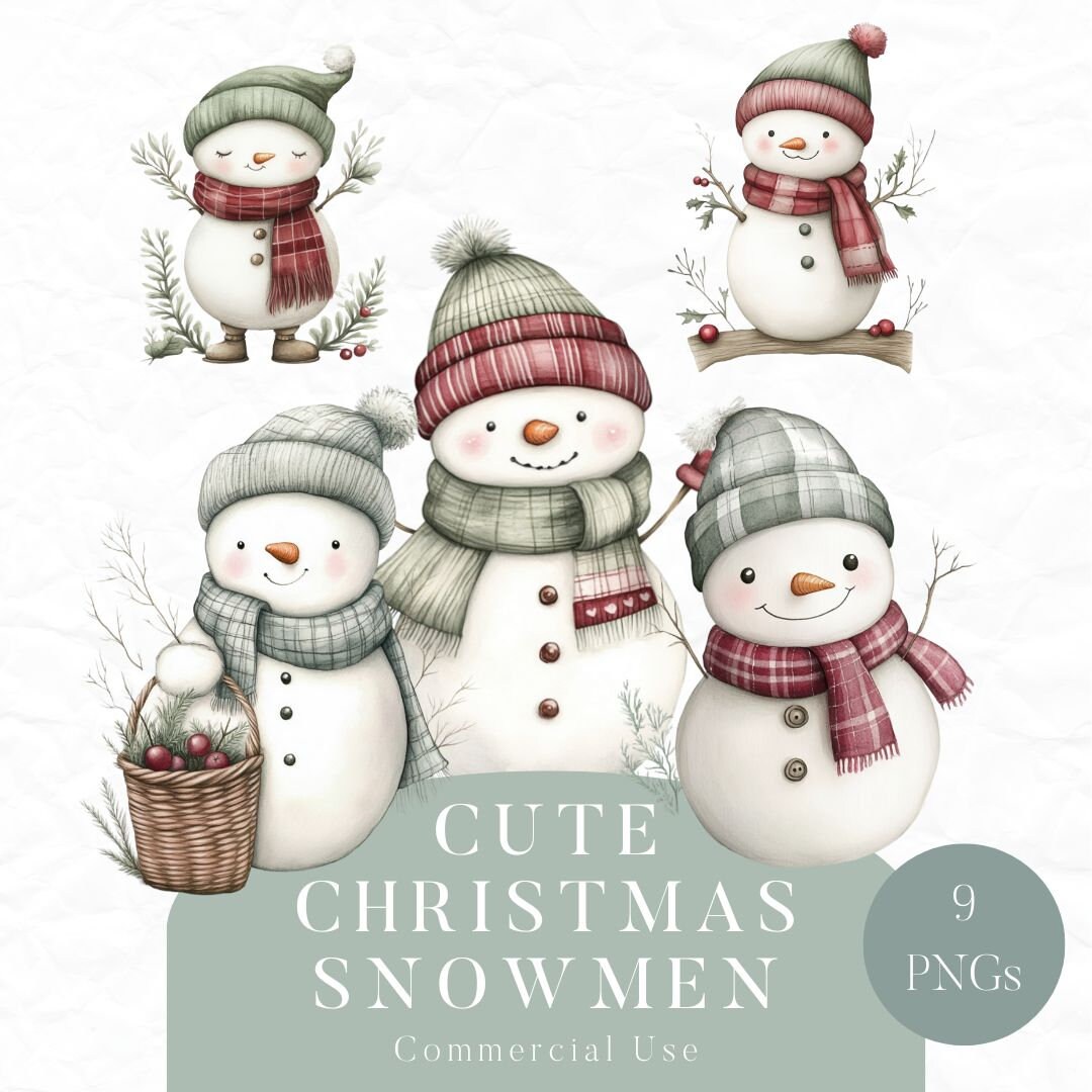 Snowmen Clipart, Snowman Clipart, Snow Clipart, Winter Clipart, Cute ...
