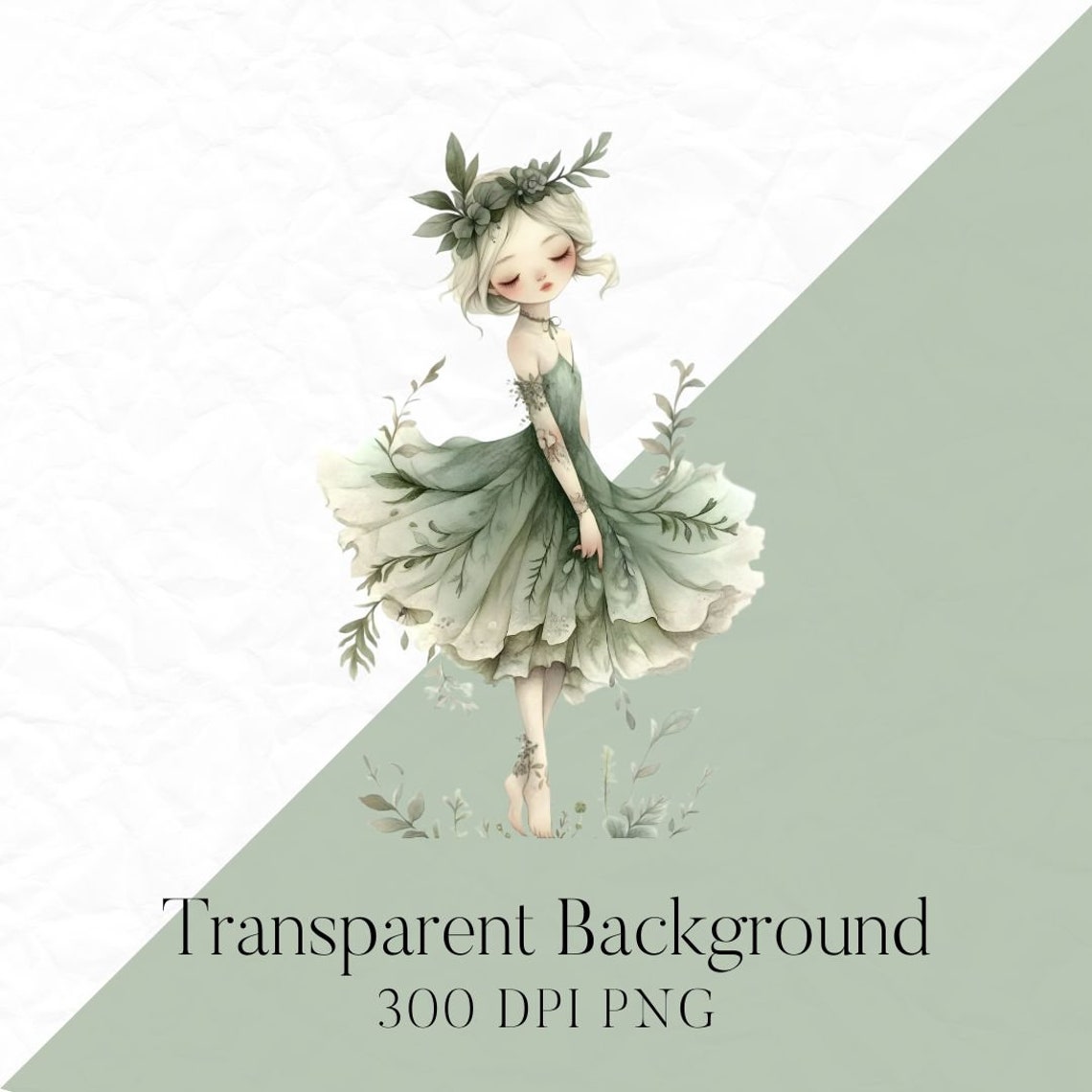 Forest Fairy Clipart, Forest Nymph PNG, Leaf Nymph PNG, Fairytale ...