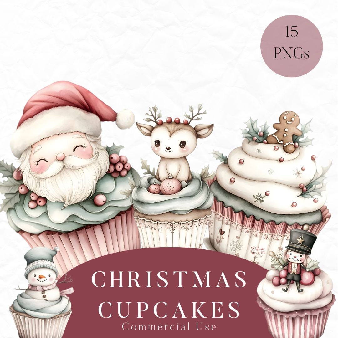 Christmas Cupcakes Clipart, Paper Crafts, Christmas Treat Clipart ...