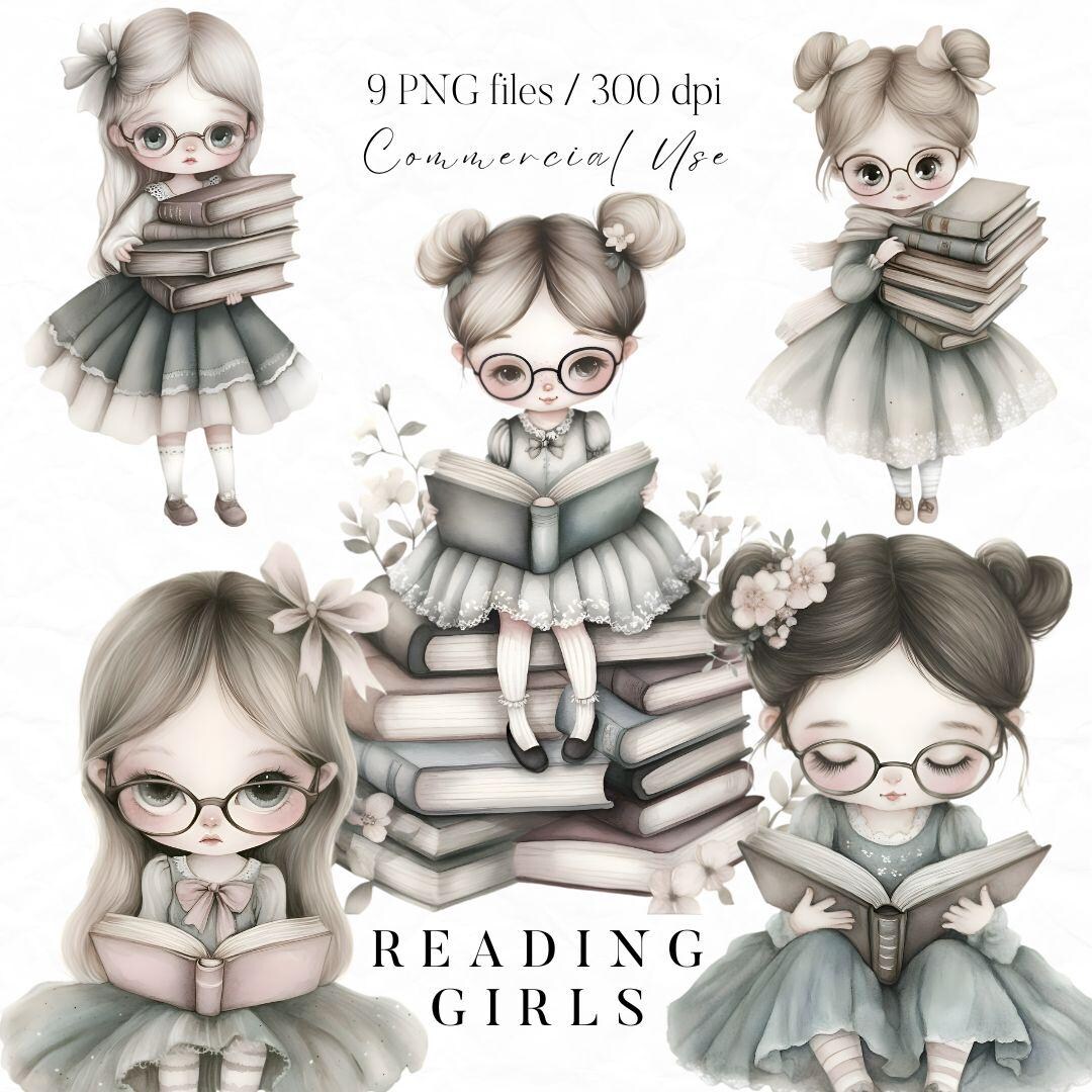 Cute Reading Girls, Cute Librarians, Cute Nerdy Girls, Whimsical Girl ...