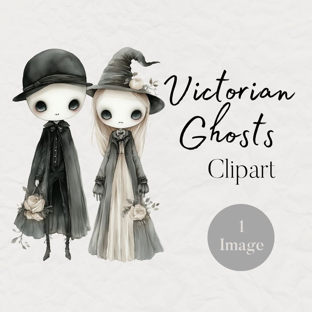Victorian Ghost Clipart, Cute Ghost Clipart, Spooky Illustration ...