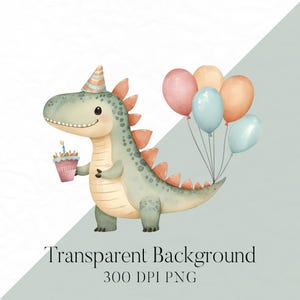 Dinosaur Party Illustrations Digital Download, Watercolor Dino Clipart ...