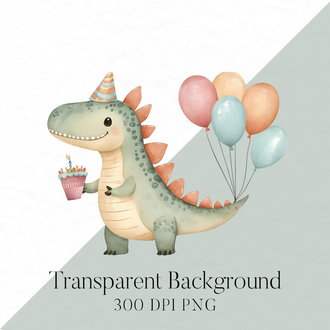 Dinosaur Party Illustrations Digital Download, Watercolor Dino Clipart ...