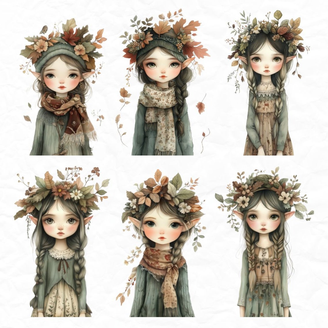 Fall Elf Clipart, Boho Fairies Clipart, Woodland Elf, Watercolor Elf ...
