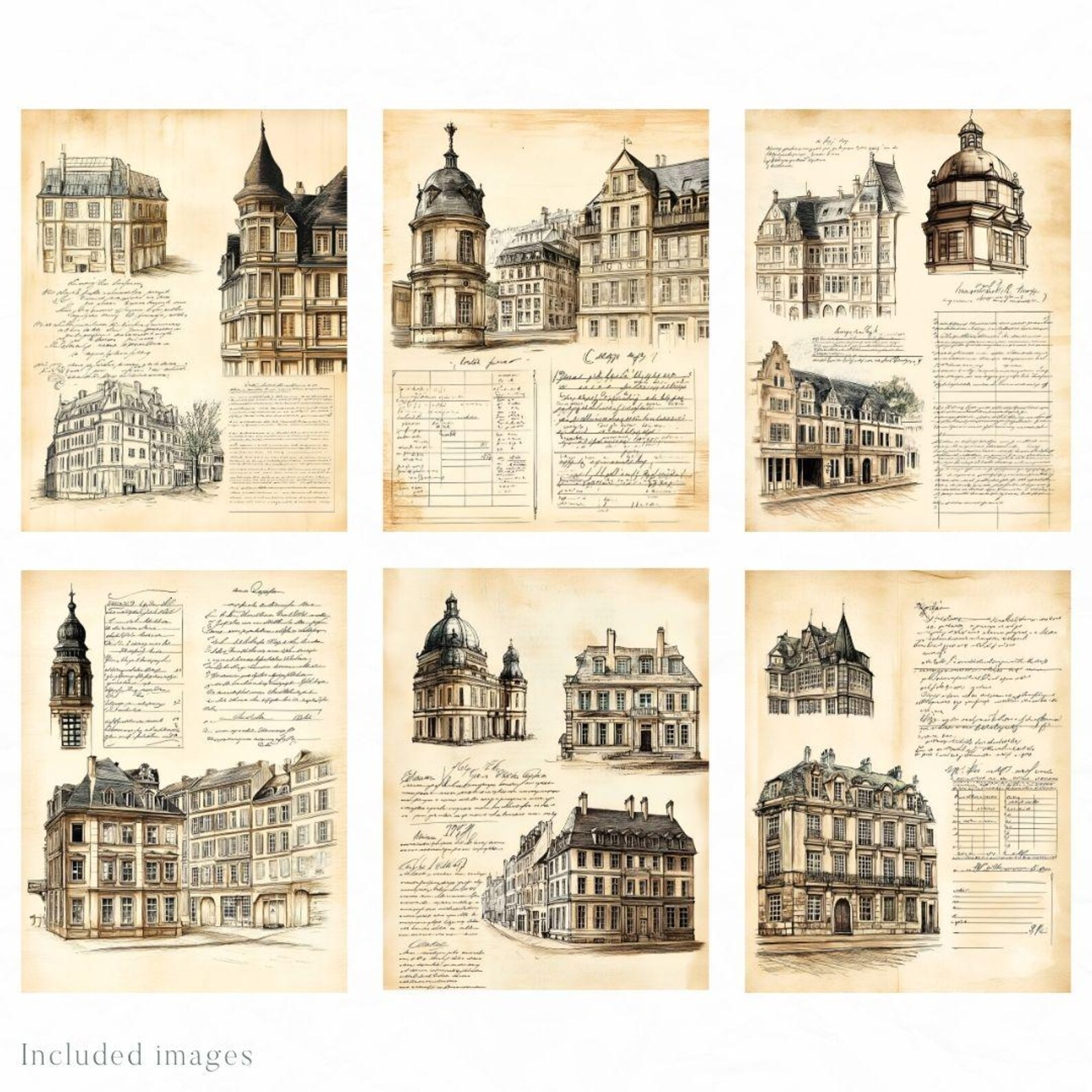 Victorian Architecture Junk Journal Pages, Vintage Cityscape Ephemera ...