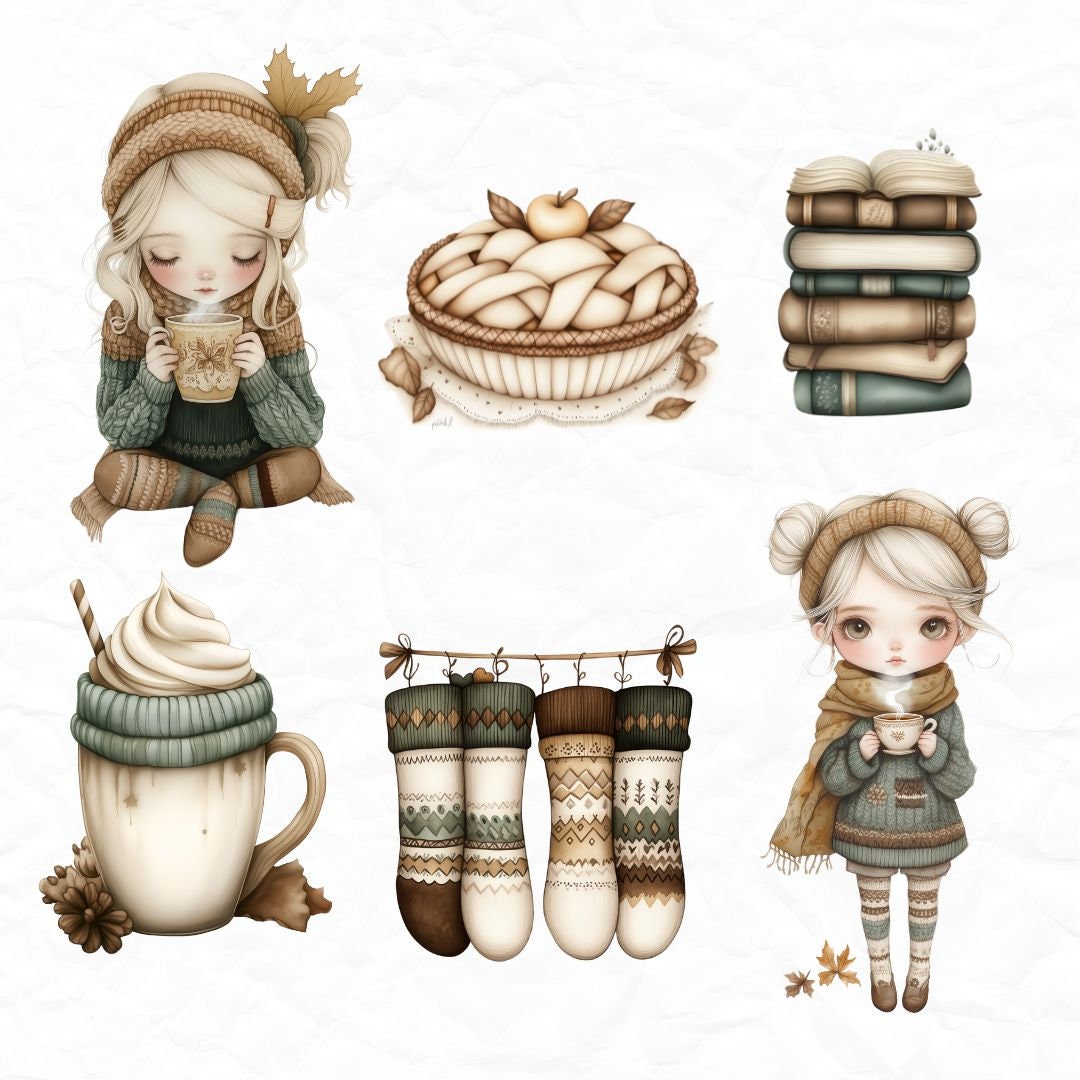 Cozy Fall Cabin Clipart, Cozy Autumn Clipart, Autumn Cabin, Fall ...