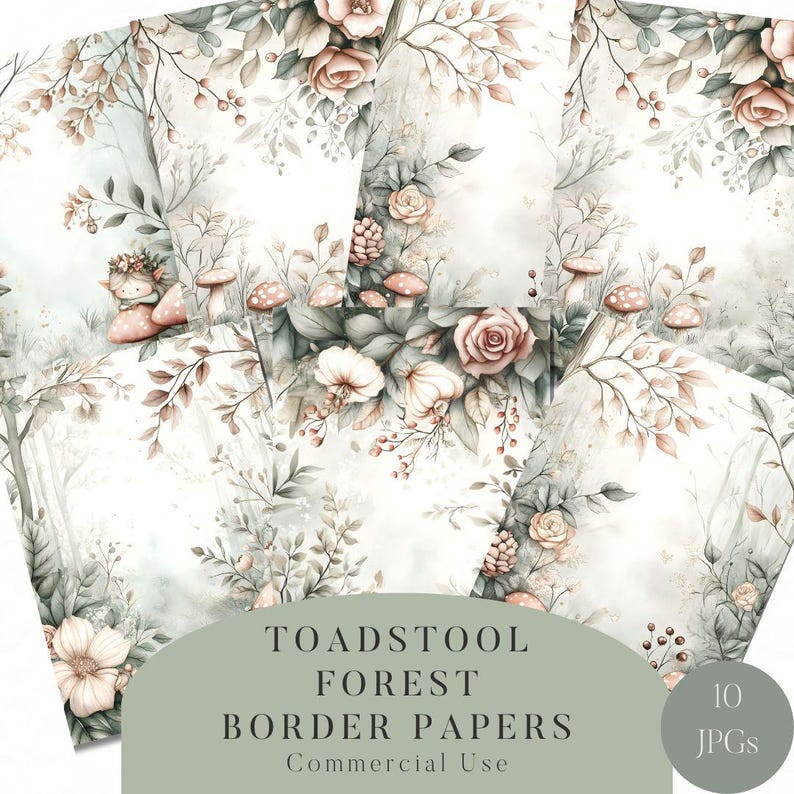 Toadstool Junk Journal Set, Forest Theme Junk Journal Papers ...