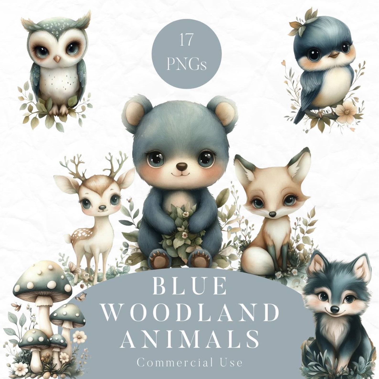 Baby Woodland Animals Clipart Bundle, Cute Forest Animals, Nursery Clip ...