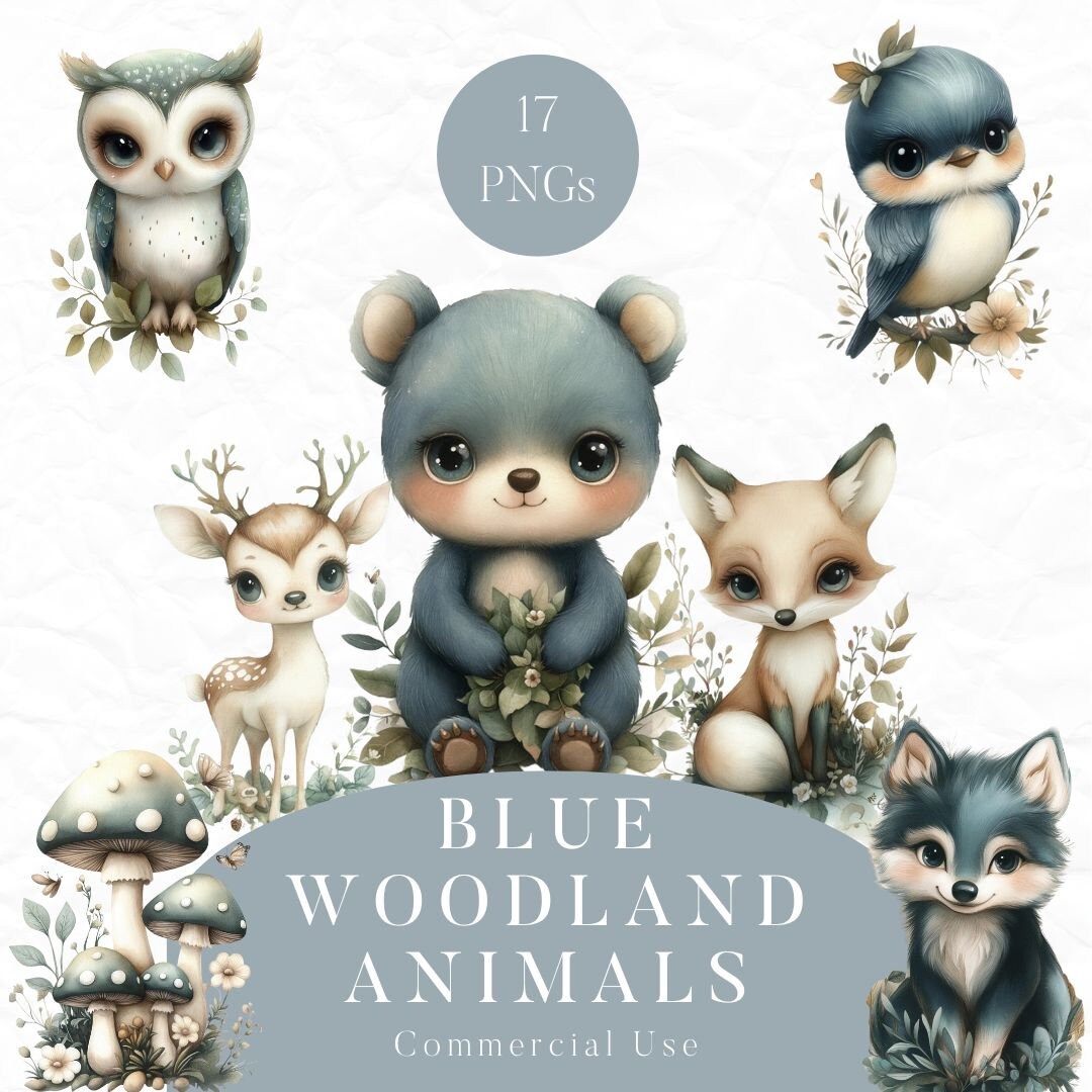 Baby Woodland Animals Clipart Bundle, Cute Forest Animals, Nursery Clip ...