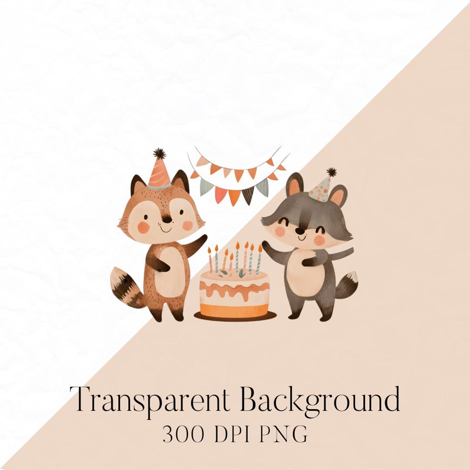 Animal Birthday Party, Whimsical Clipart Bundle, Woodland, Scandi ...