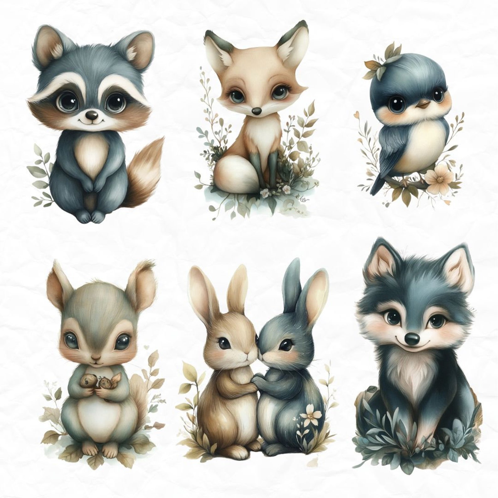 Baby Woodland Animals Clipart Bundle, Cute Forest Animals, Nursery Clip ...