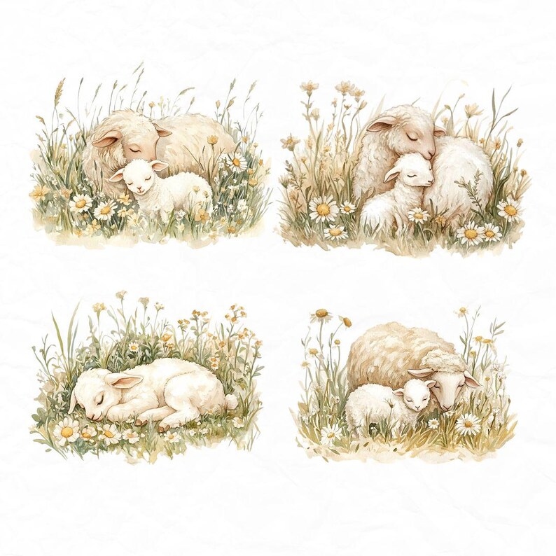 Spring Lamb Clipart, Cute Lamb PNG, Spring Animals Clipart Pack, Farm ...