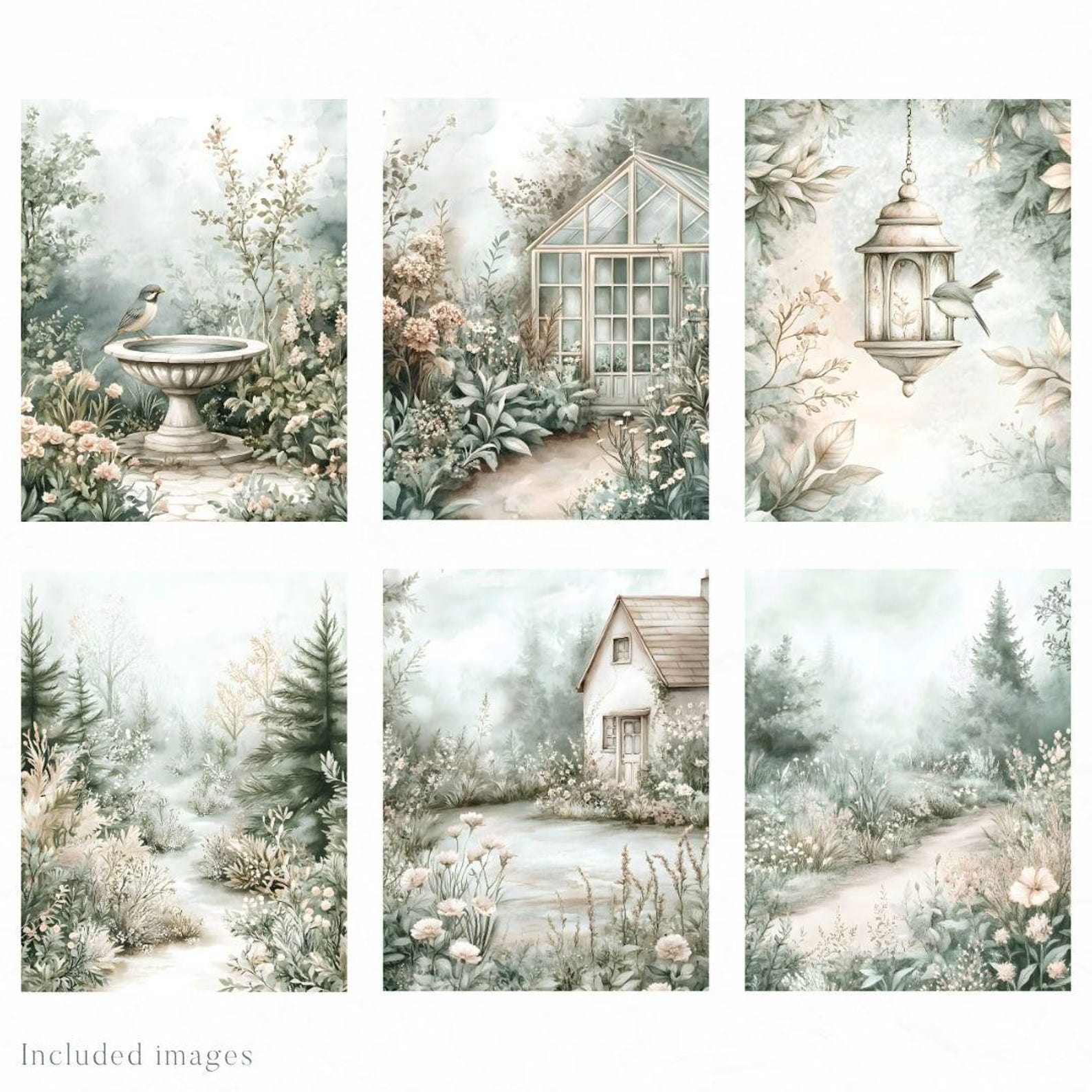 20 English Garden Watercolor Junk Journal Pages, Garden Printable Paper ...
