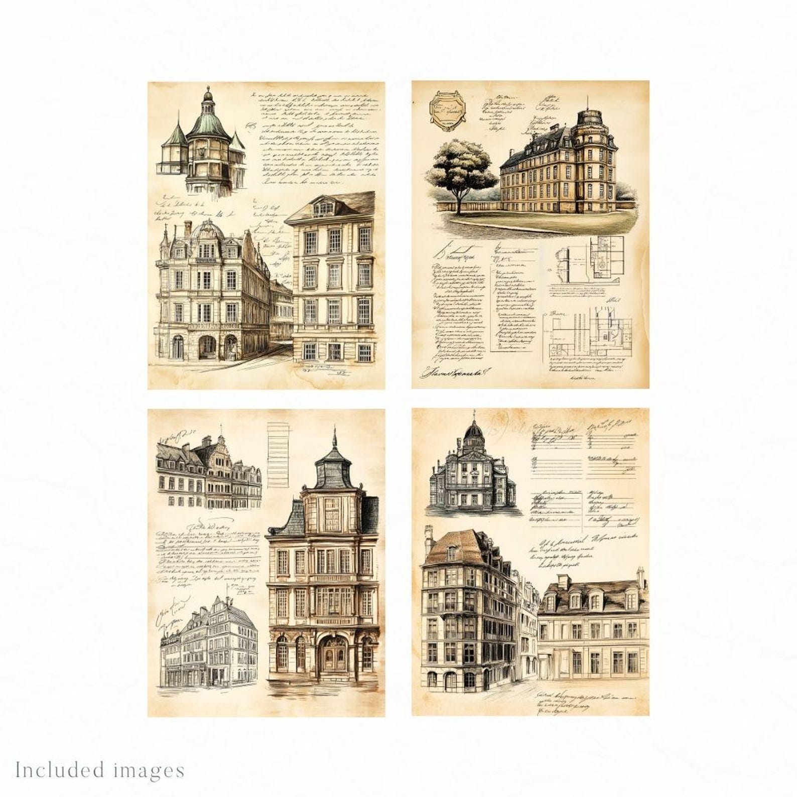 Victorian Architecture Junk Journal Pages, Vintage Cityscape Ephemera ...