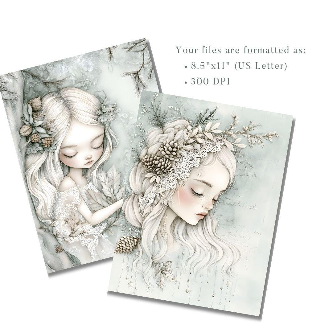 Pine Cone Fairies Junk Journal, Forest Fairy Scrapbook Pages, Vintage ...