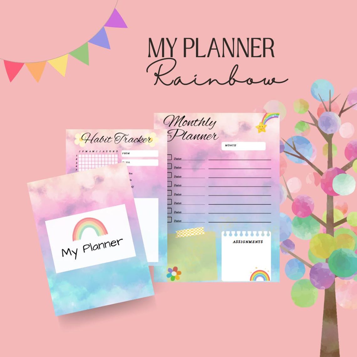 Rainbow Digital Planner, Weekly Habit Tracker (PDF) - Etsy