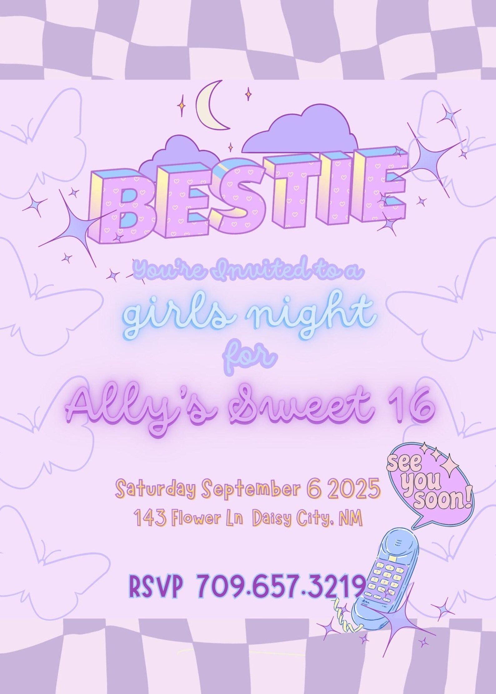 Girls Night Birthday Canva Invite Template - Etsy