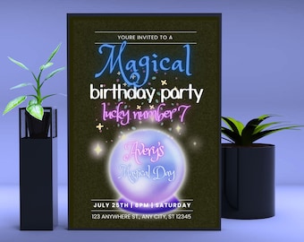 Magic Show Invitation, Birthday Party Invite, Magical Birthday Template ...