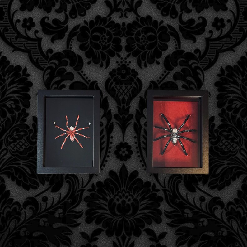 Red Glass Beaded Spider Shadow Box - Etsy