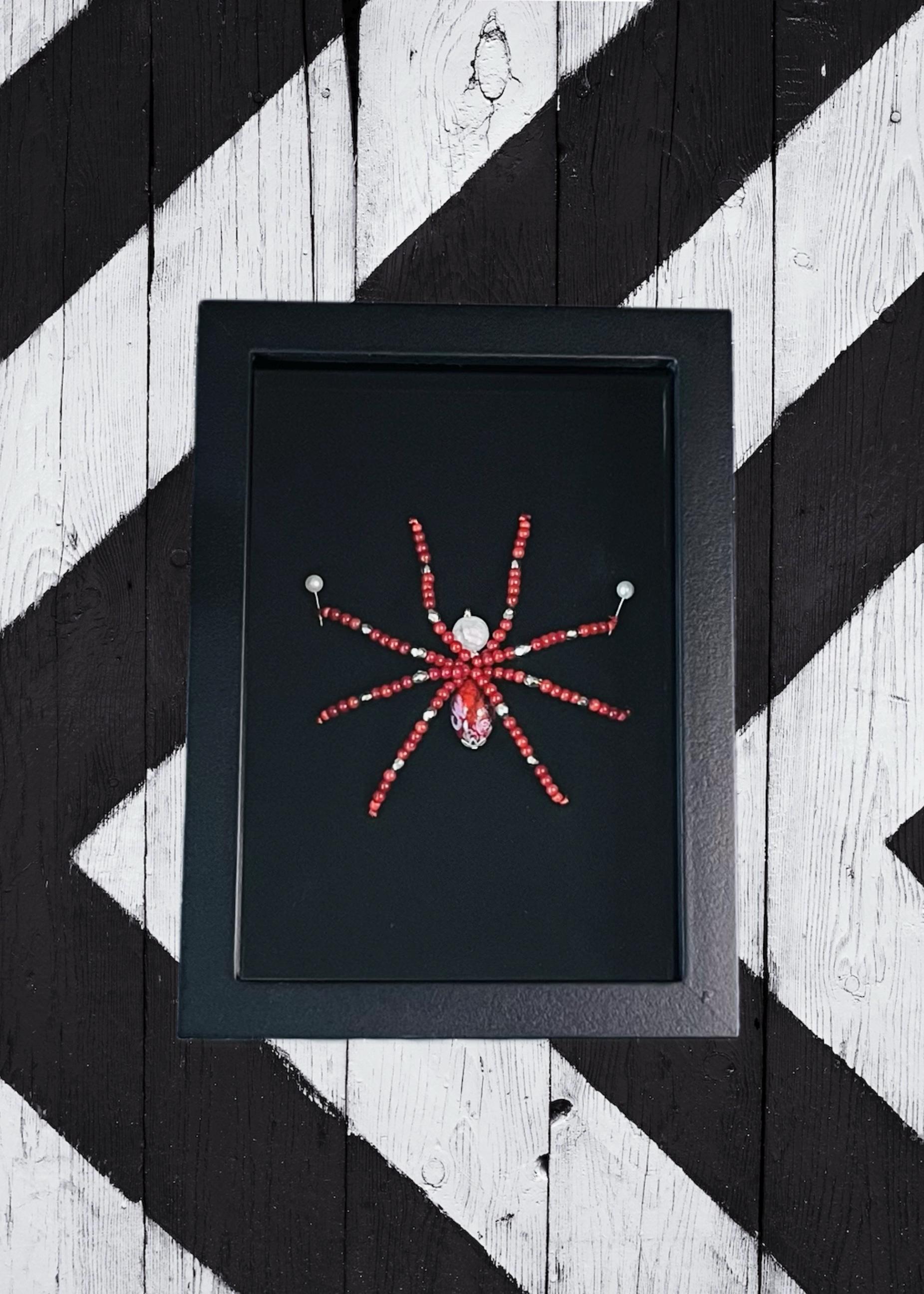 Red Glass Beaded Spider Shadow Box - Etsy