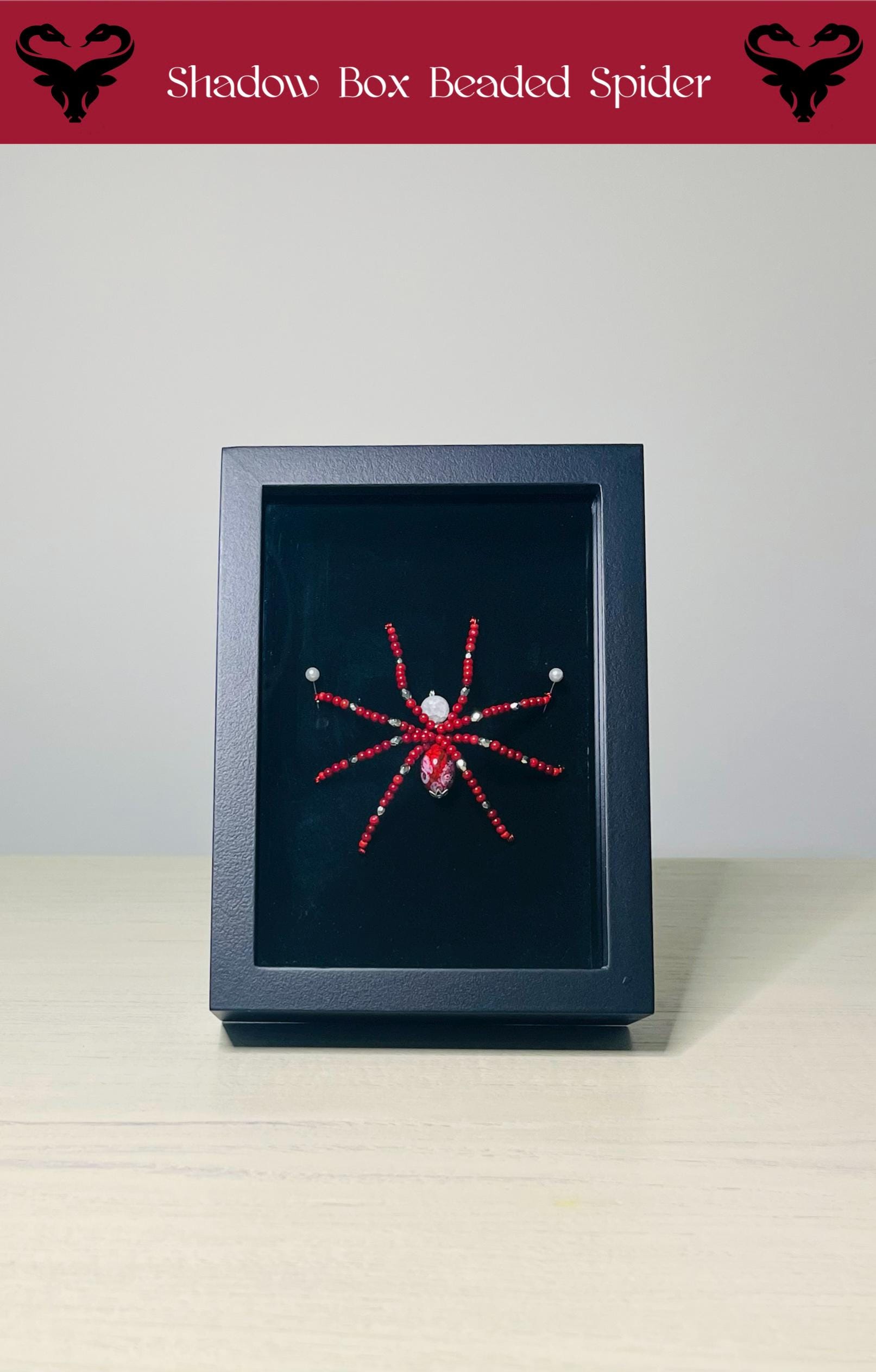 Red Glass Beaded Spider Shadow Box - Etsy