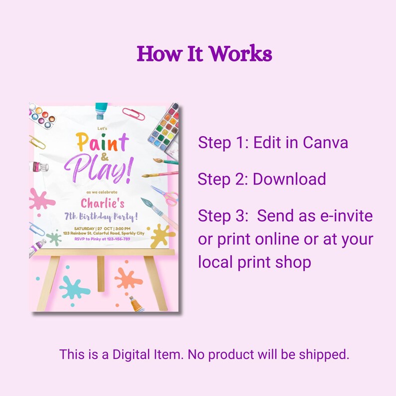 Art Birthday Party Invitation - Editable Template (digital Download ...