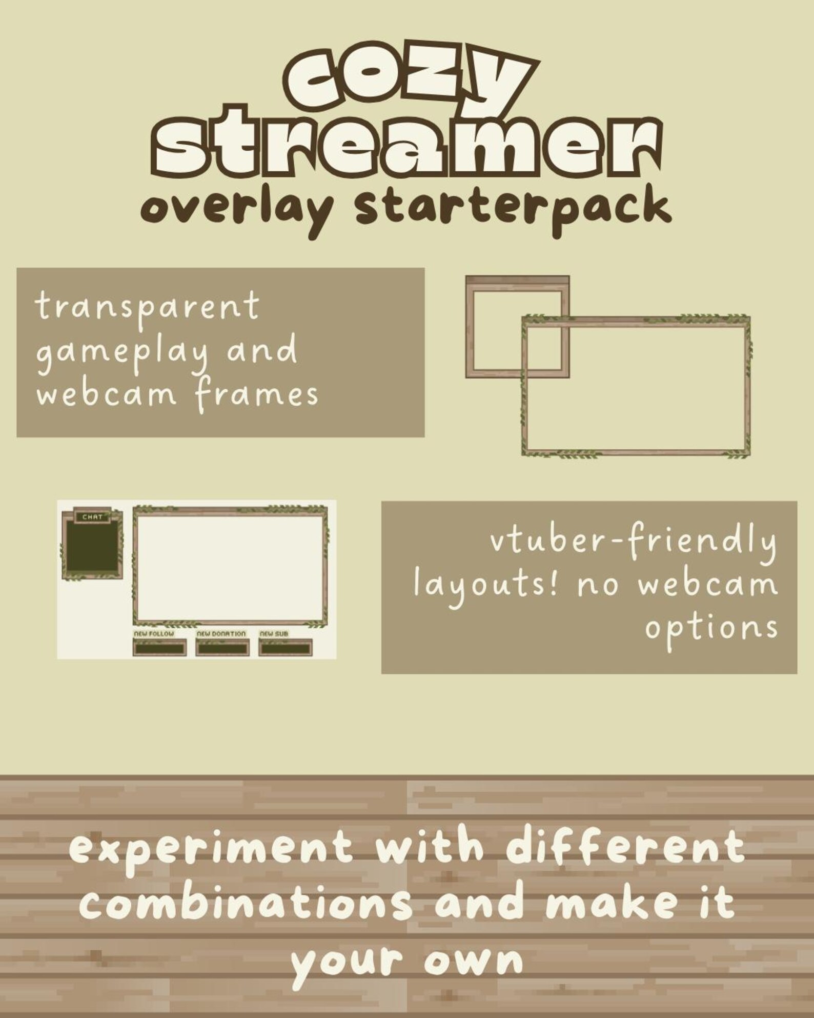 Easy to Use Cozy Streamer Pixel-art Overlay Starter Pack - Etsy
