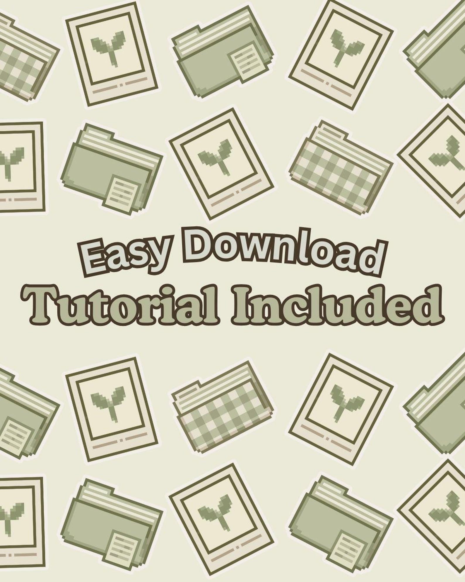 Minimalist Plant Folder Icons: Hand-drawn Desktop Theme (digital ...