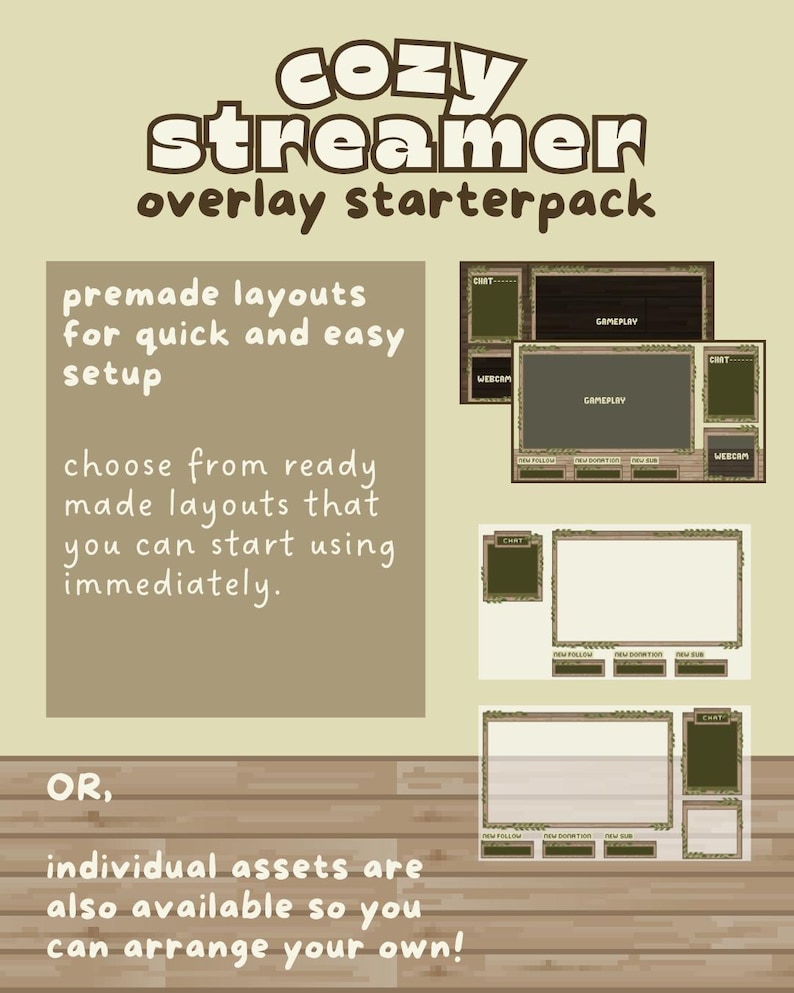 Easy to Use Cozy Streamer Pixel-art Overlay Starter Pack - Etsy