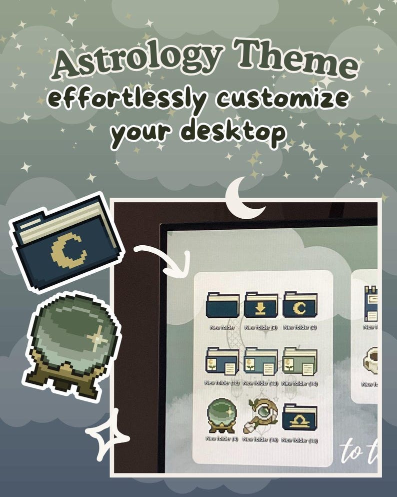 Astrology Desktop Icons, Pixel Art Moon and Stars (digital Download) - Etsy