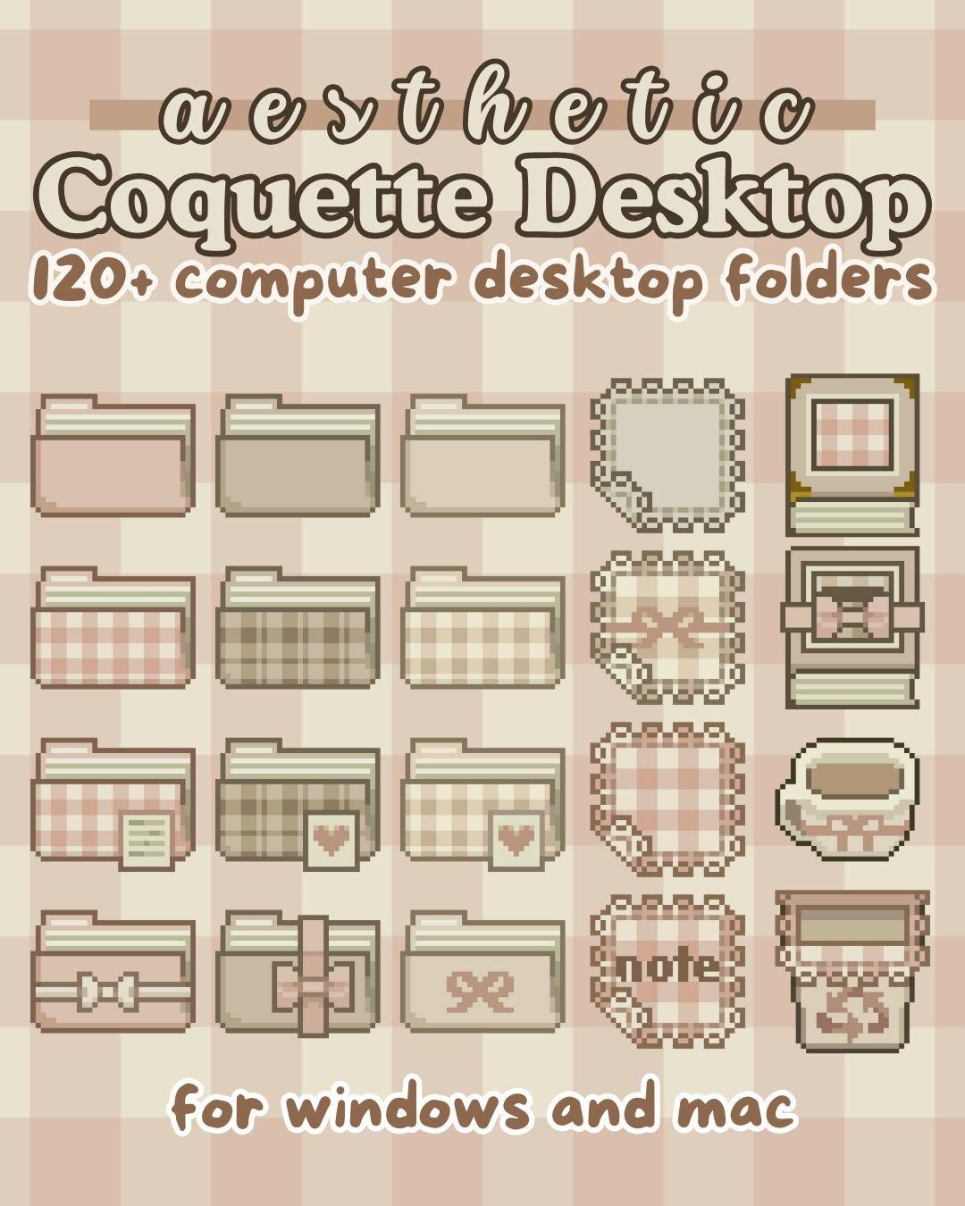 120 Soft Pink Coquette Desktop Folders Trendy Computer Customization ...