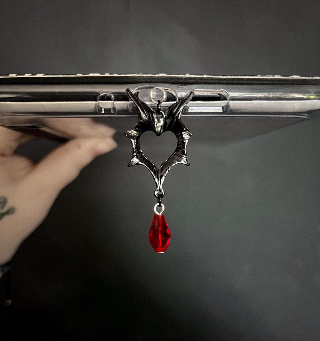 Bat Heart and Jewel, Bat Heart and Jewel Kindle Charm, Bat Kindle Charm ...