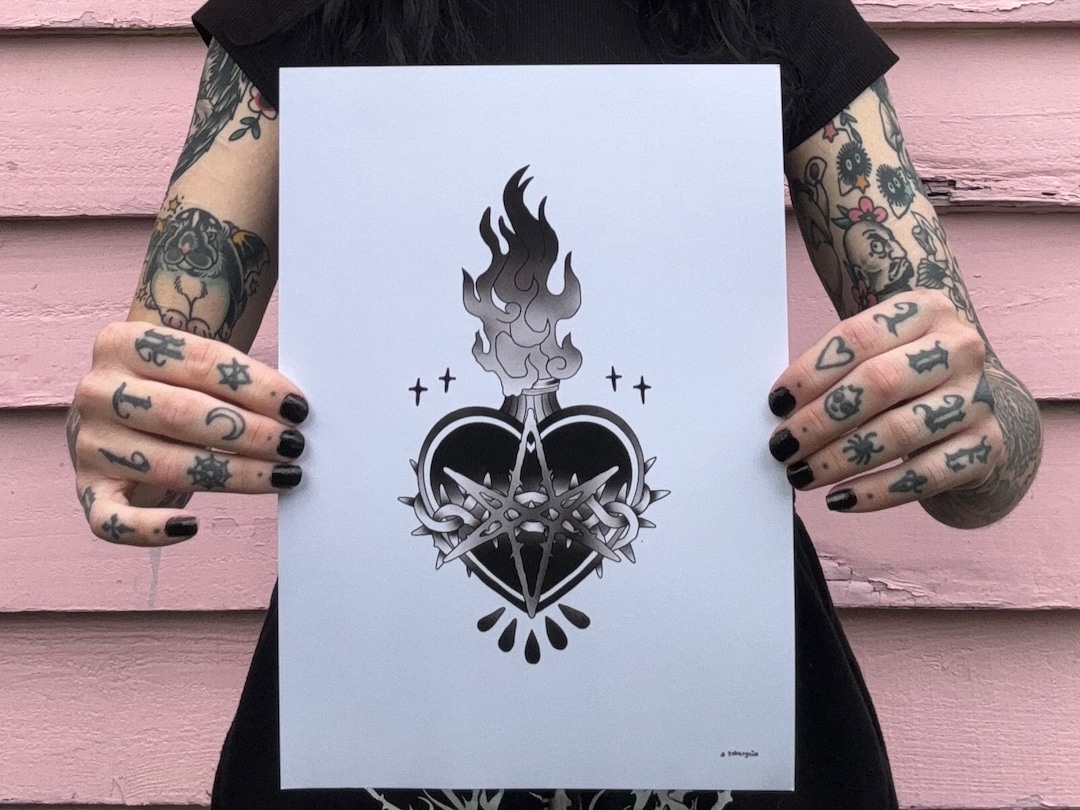 BMTH Hexagram Flaming Heart Post Human: Nex Gen I Bring Me the Horizon ...