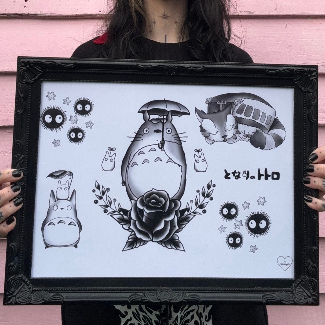 My Neighbor Totoro I Studio Ghibli Inspired Tattoo Flash Art Print ...