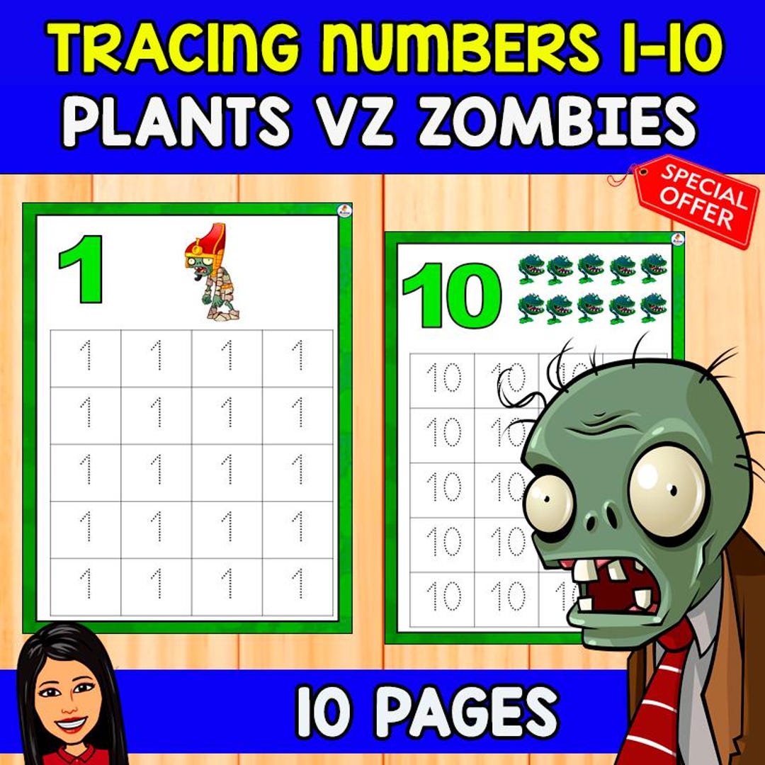 Plants Vs Zombies TRACING NUMBERS BOOK 10 Pages - Etsy