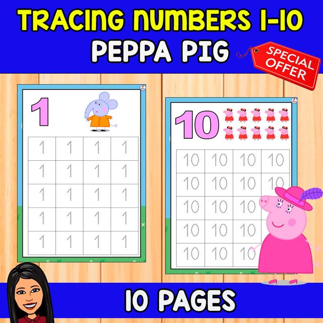 Peppa Pig TRACING NUMBERS 1-10 MINIBOOK - Etsy