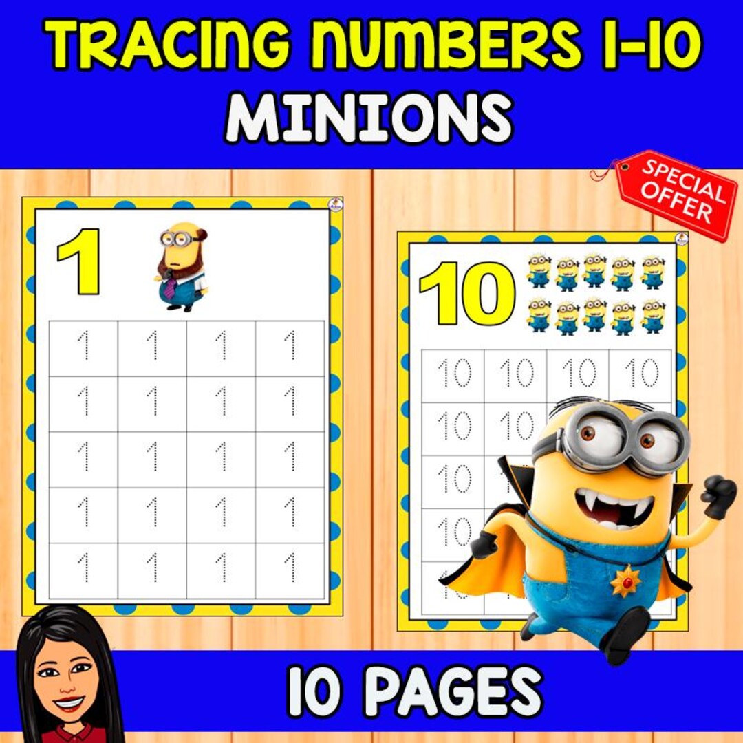 Minions TRACING NUMBERS BOOK Numbers 1 to 10 - Etsy