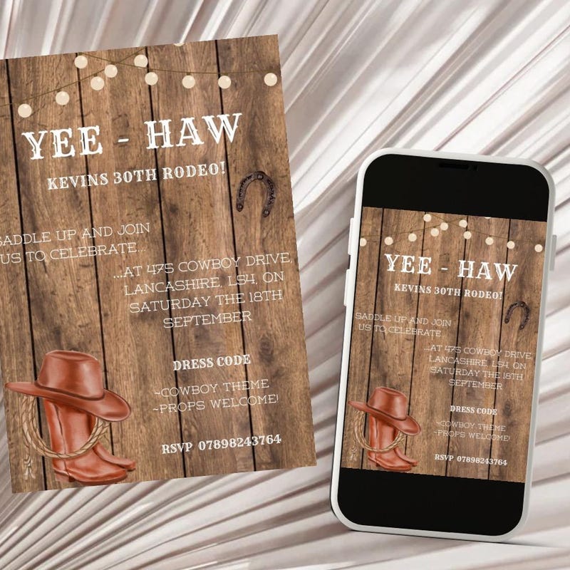Cowboy Party Invite - Etsy