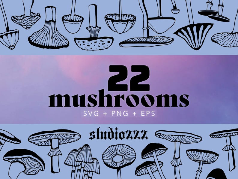 Hand-drawn Mushroom SVG Bundle Botanical Fungus Clipart PNG Cut File ...