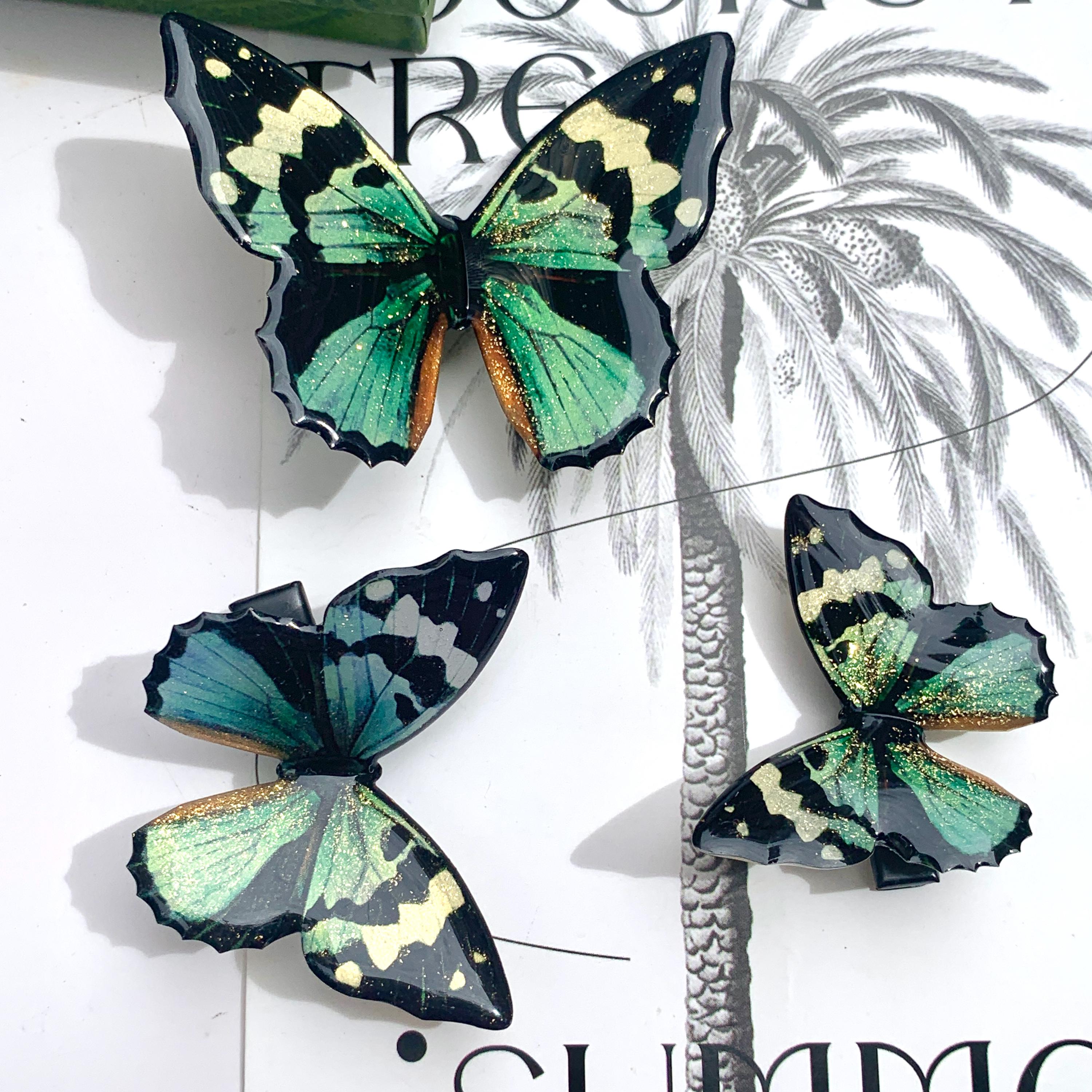 Dark Green Butterfly Hair Clips, Butterfly Side Hair Pins, Fairy Hair ...