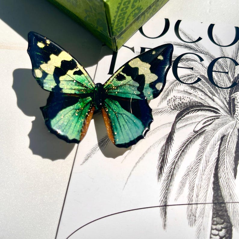 Dark Green Butterfly Hair Clips, Butterfly Side Hair Pins, Fairy Hair ...
