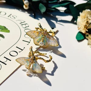 Moth Ring With Pearl, Cute Moth Wings Rings, Insect Fairy Resin Jewelry ...