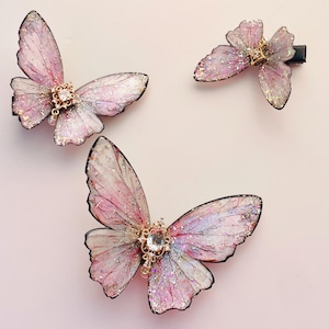 Pale Pink Butterfly Hair Clips, Butterfly Side Hair Pins, Fairy Hair ...