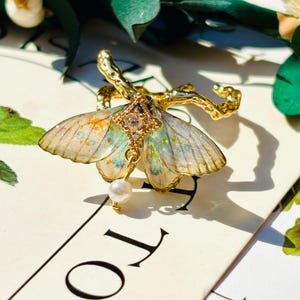 Moth Ring With Pearl, Cute Moth Wings Rings, Insect Fairy Resin Jewelry ...