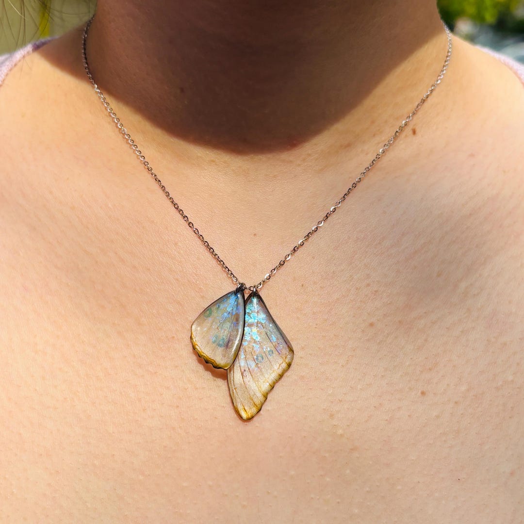 Butterfly Wings Necklace, Opal-inspired Insect Resin Necklaces, Fairy ...