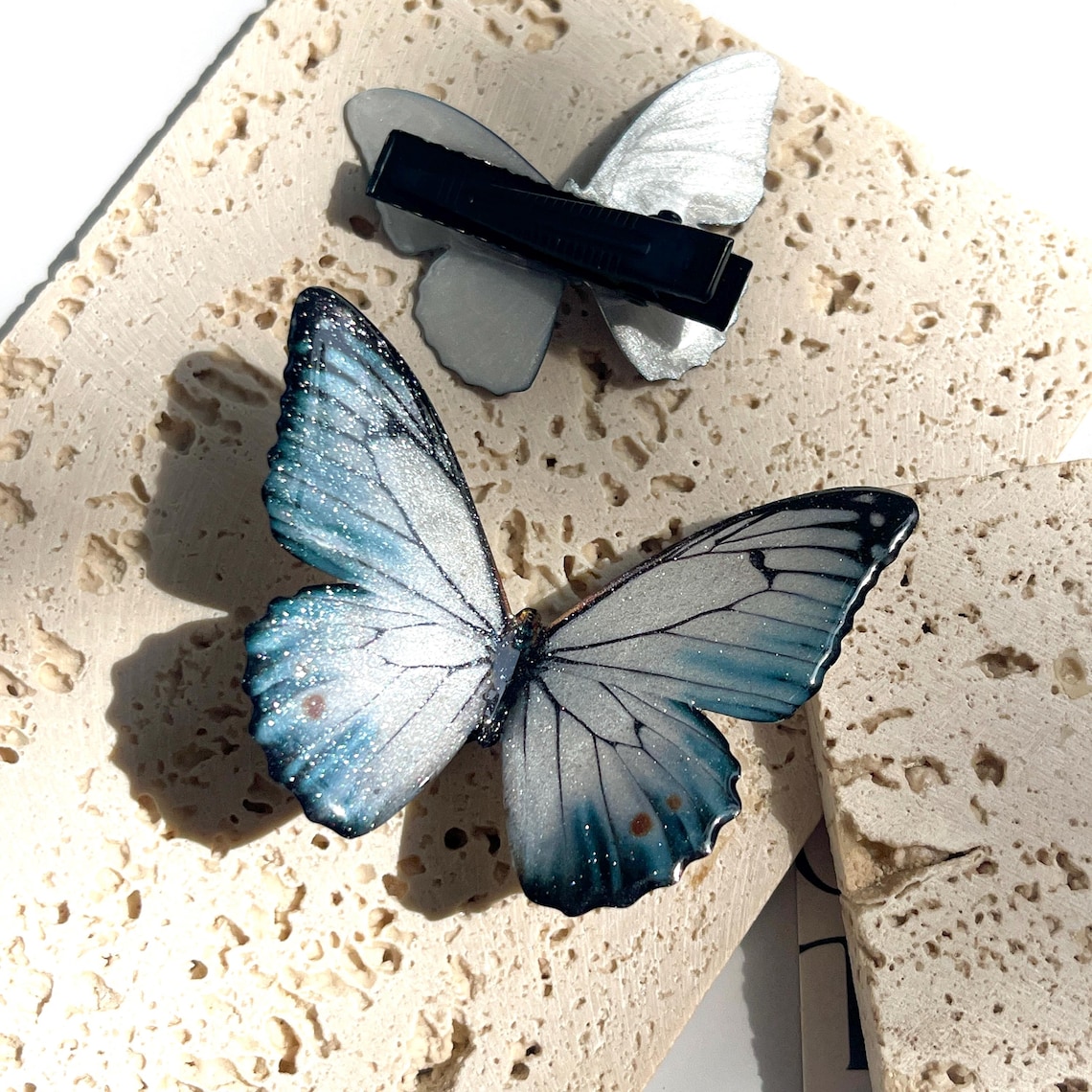 Blue White Butterfly Hair Clips, Buterfly Side Hair Pins, Fairy Hair ...